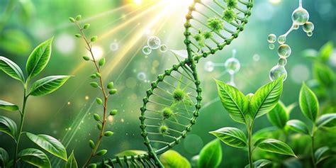 Biology Nature And Science Plants With Biochemistry Structure On Green