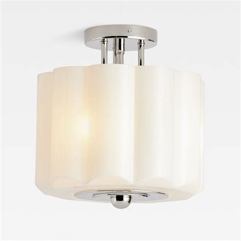 Rustic White Glass Ceiling Lamp Retro Curved Glass Flush Mount Lamp