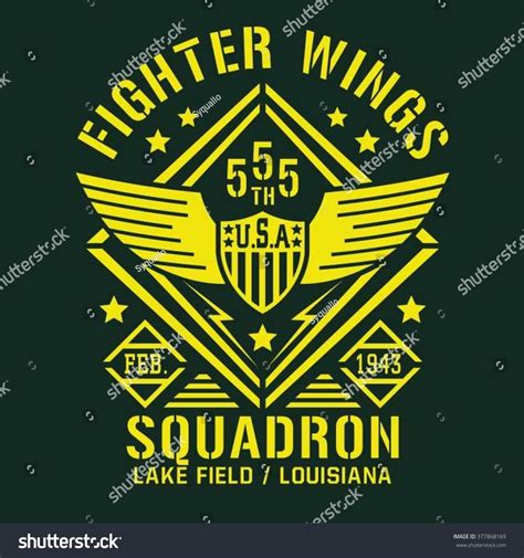 Fighter Squadron Airforce Typography Tshirt Graphics Stock Vector
