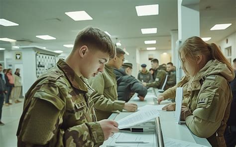 Soldiers Are Lined Up At A Counter To Vote In A Voting Station