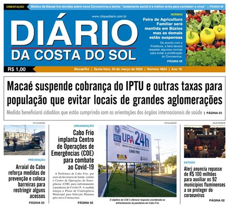 Edição De Sexta Feira 20 03 2020 Nº 4824 Clique Diário