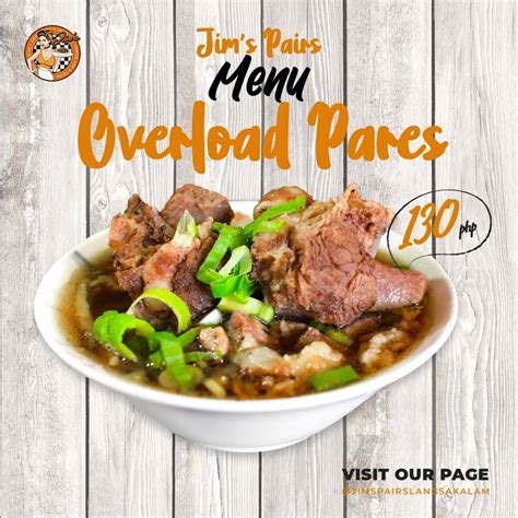 Menu At Jims Pairs And Hot Mommy Main Branch Quezon City Restaurant