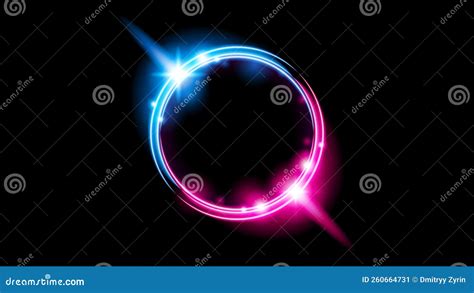 Sun Eclipse Color Blue And Pink Fire Dark Background Vector Moon Style