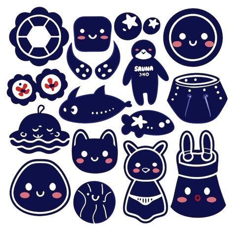 Cute Graphic Elements Featuring Various Playful Characters And Objects