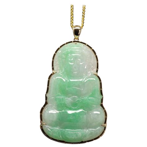 Collier Guanyin En Jadéite De Birmanie Véritable 14 Carats « Déesse De La Compassion En