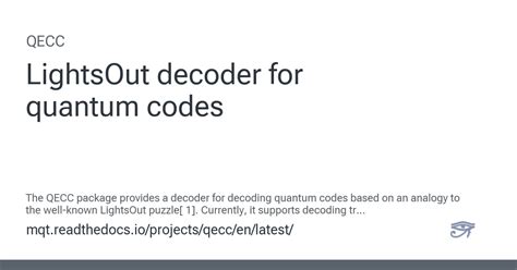 Lightsout Decoder For Quantum Codes Qecc 191dev61 Documentation
