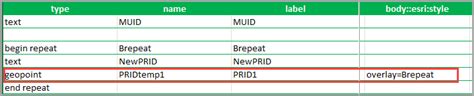 how to preload the first geometry question input of a repeat in