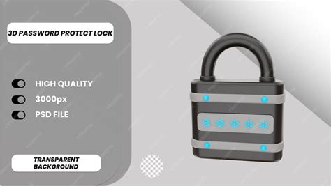 3d Rendering Password Protect Lock Icon Object Premium Psd