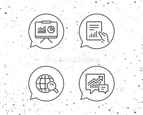 Analysis Line Icons Chart Report And Audit Stock Vector