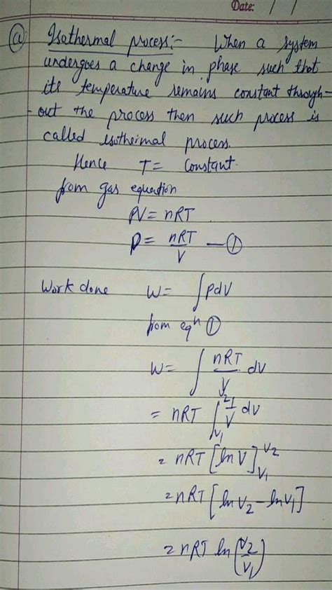 Q22 A Define Isothermal Process Derive An Expression Work Done