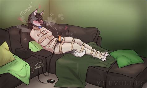 Rule 34 Anthro Artist Name Ball Gag Bed Sheet Bedding Black Hair Black Nose Black Sofa Blush