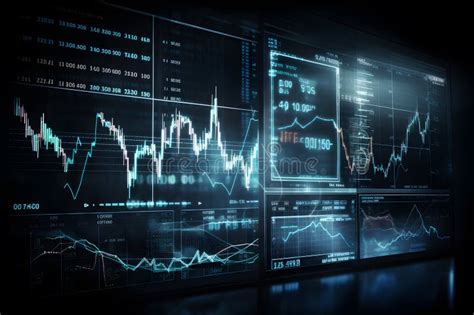 Technical Price Graph And Indicator Candlestick Chart Screen For Market Volatility Up And Down