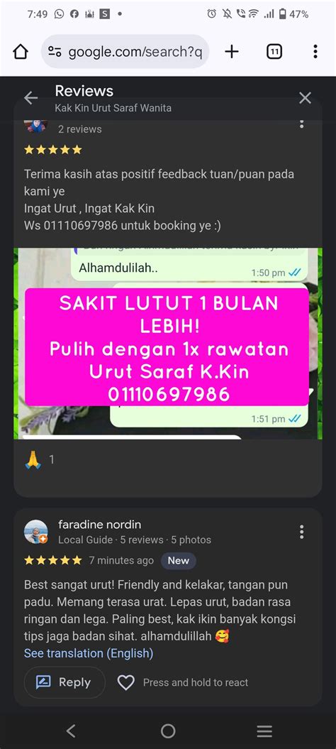 Urutan Saraf Tradisional Kak Kin Kak Kin Citer Lah Dgn Kastemer Non