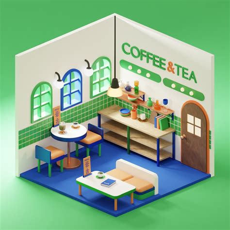 3d Korean Style Green Cafe Space Turbosquid 2067209