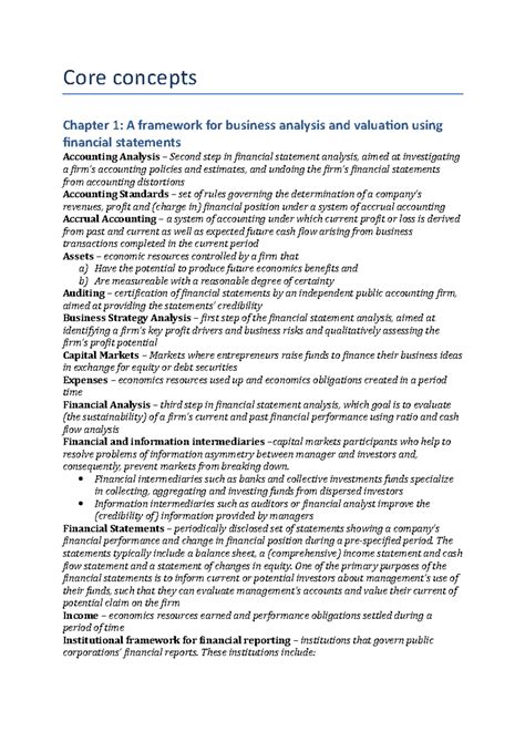 Begrippen Samenvatting Business Analysis And Valuation Course Code