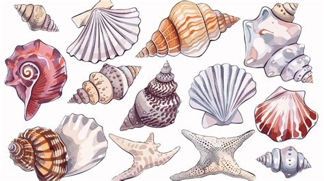 A Drawing Of Shells And Seashells Premium Ai Generated Vector