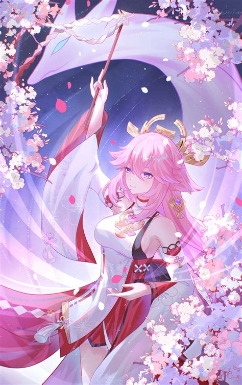 Aqinorz Yae Miko Genshin Impact Absurdres Highres Procreate