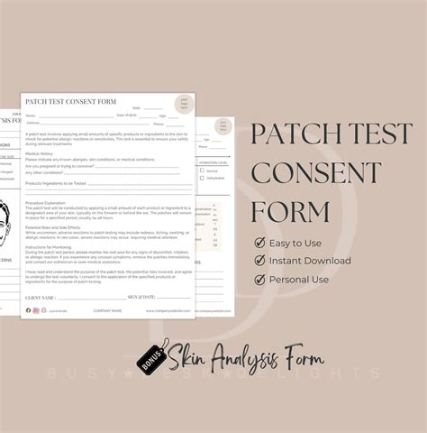 Editable Patch Test Consent Form Esthetician Form Template Editable Esthetician Business Form