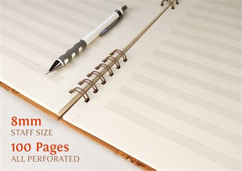 Designer Music Composition Notebook Hardcover A4 100120p Perforated