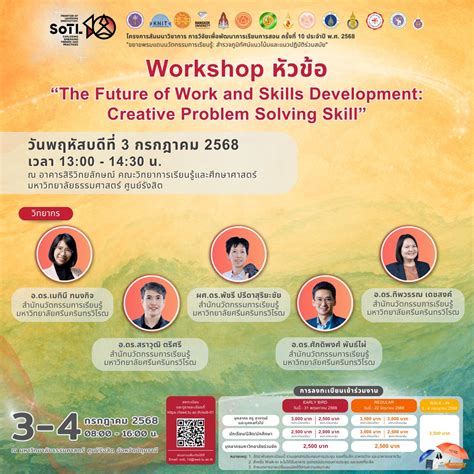 เตรียมพบกับ workshop หลากหลายประเด็นที่น่าสนใจในงาน sotl10 ครอบคลุมทั้ง เทคโนโลยี นวัตกรรมการ