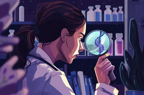 Woman Examining Something Closely Suitable For Scientific Or Detective