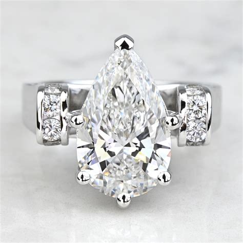 Custom 575 Carat Lab Grown Pear Diamond Cathedral Engagement Ring