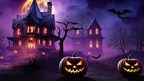 Spooky Halloween Scene Jack O Lanterns Haunted Free Video Rawpixel
