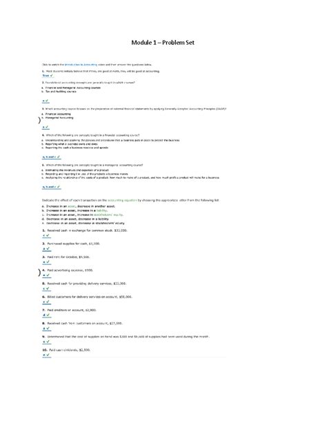 Acc 201 Module 1 Problem Set Acc 201 Module 1 Problem Set