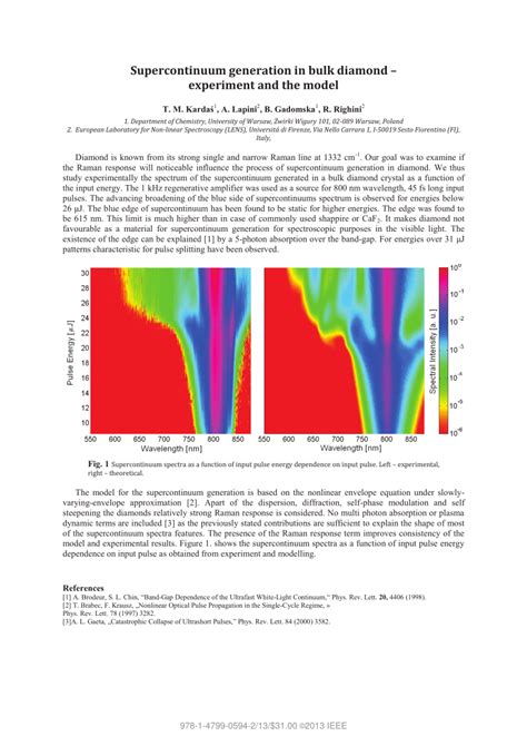 Pdf Supercontinuum Generation In Bulk Diamond — Experiment And The Model