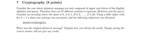 Solved Cryptography Points Consider The Case Where Chegg Com