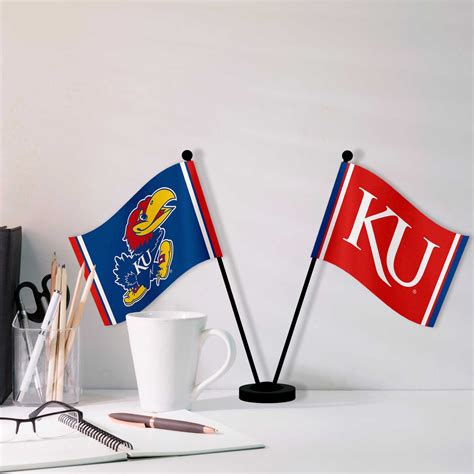 Kansas Ku Jayhawks Small Table Desk Flag State Street Products