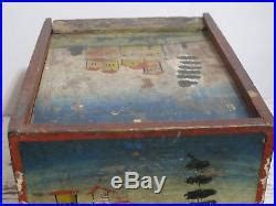 Antique Folk Art Hand Painted Slide Top Box After Rufus Porter Good