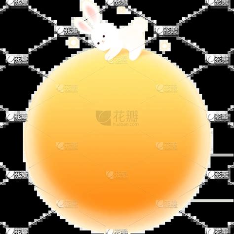 中秋节弥散渐变兔子元素素材 花瓣网