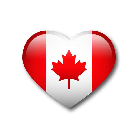 Canadian Flag In Heart Silhouette Heart Shaped Canada Flag Vector