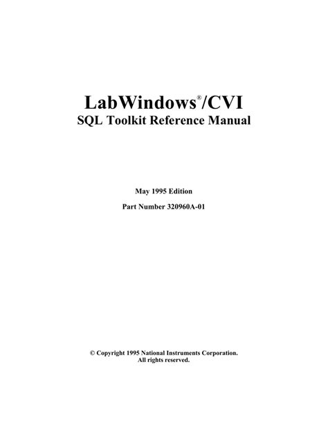 Labwindowscvi Sql Toolkit Reference Manual Manualzz