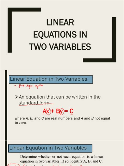 Lesson 32 Linear Equation In Two Variables Pdf Pdf