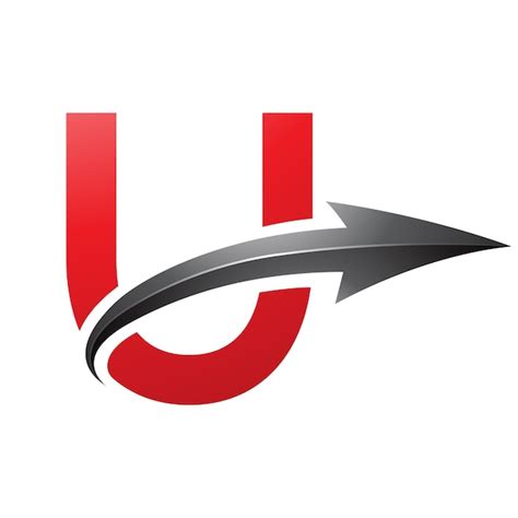 Premium Vector Red And Black Uppercase Letter U Icon With A Glossy