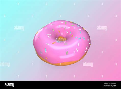 Donut 3d Design Of A Donut Colorful Gradient Background Fresh Sweet