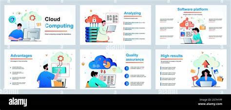 Cloud Computing Concept For Presentation Slide Template People Uploading Files Hi Res Stock