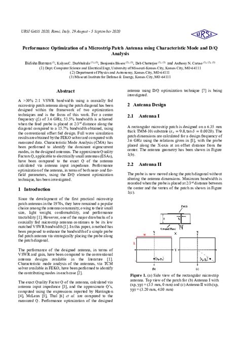 Pdf Performance Optimization Of A Microstrip Patch Antenna Using
