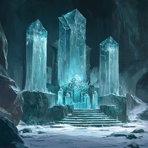 Ice Palace With An Ice Throne Seat Of A Powerful Ice Queen Premium Ai