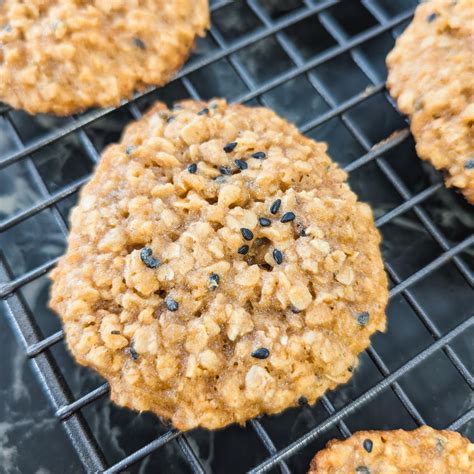 Chewy Spiced Oatmeal Cookies With Black Sesame Cents For Cookery
