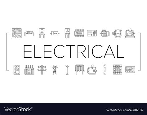 Electrical Engineer Industry Work Icons Set Vector Image