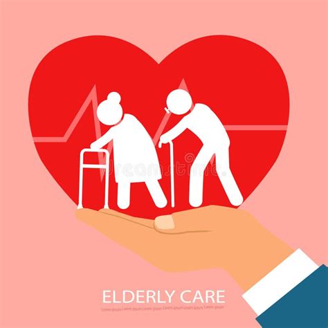 Elderly Care Icon Aging Society Long Term Care Aging Population Elderly Care Concept Stock