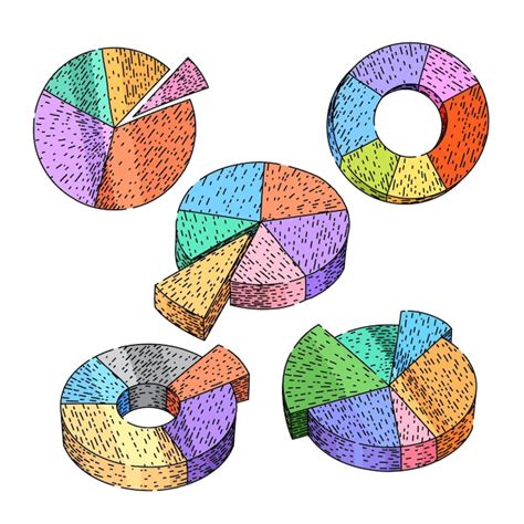 Premium Vector Pie Chart Set Sketch Hand Drawn Vector