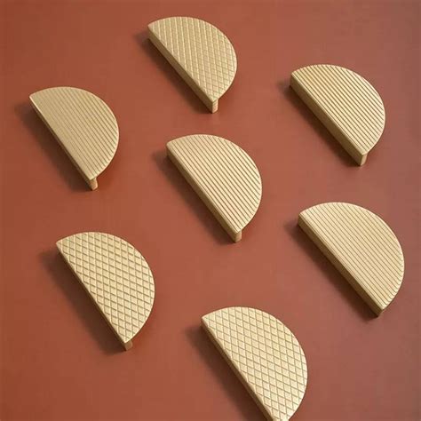 1 Pair Of Patterned Brass Semi Circle Handles2 X Demi Lune Drawer