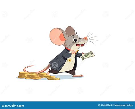 Cartoon Illustration Of A Mouse Stealing Money Suitable For The