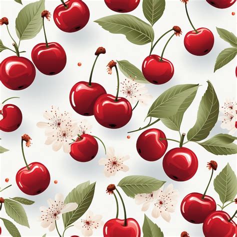 Premium Photo Stylish Cherry Fruit Inspired Seamless Pattern Designs