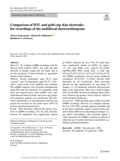 Pdf Comparison Of Dtl And Gold Cup Skin Electrodes For Recordings Of