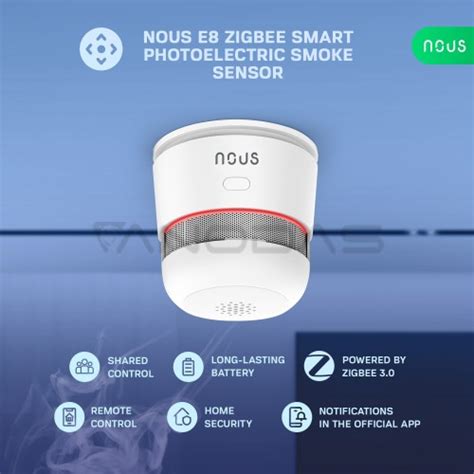 smart wireless indoor smoke sensor with 85db siren tuya zigbee mqtt